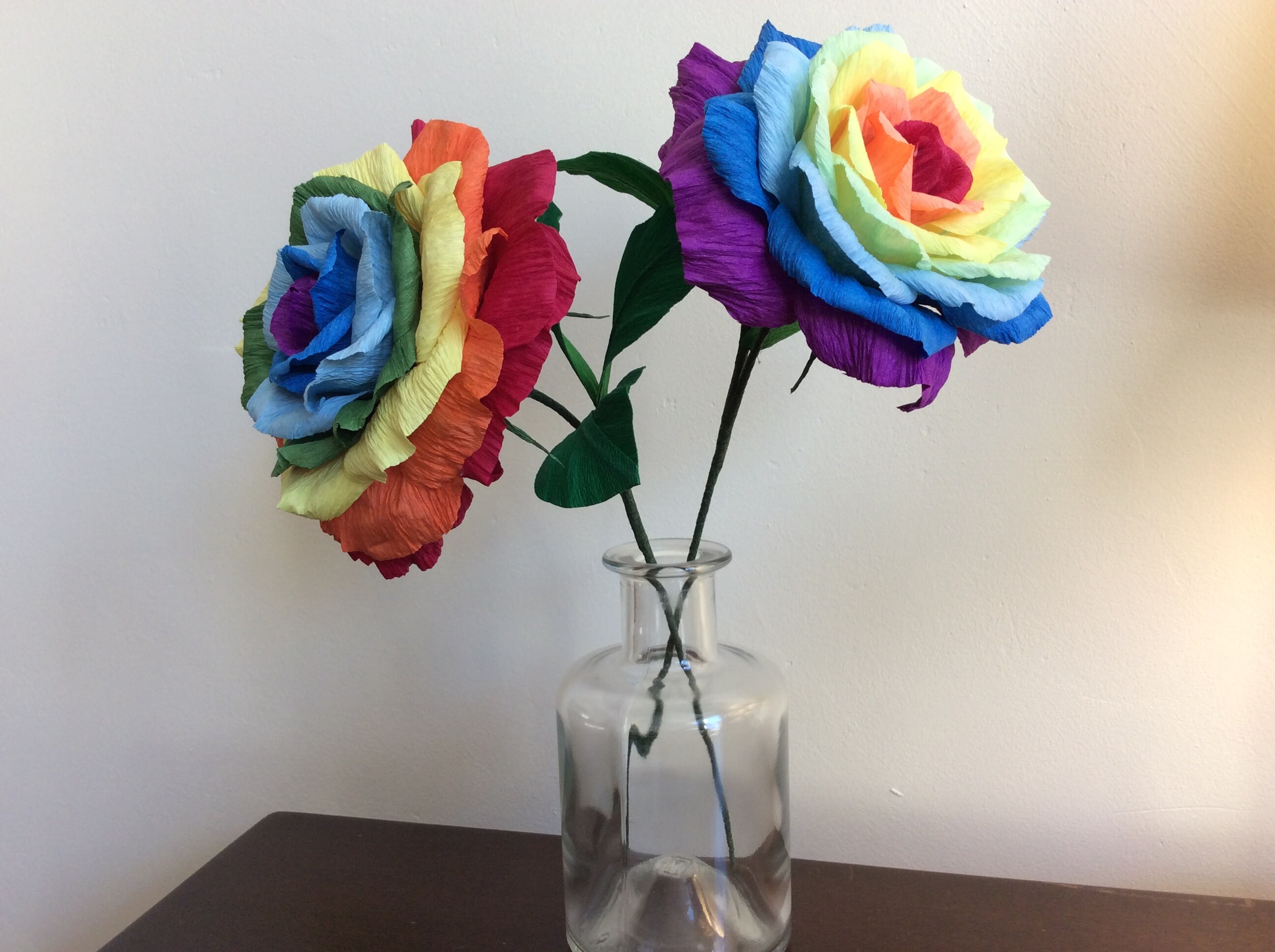 Rainbow Paper Roses Handmade Crepe Paper Roses Party - Etsy UK