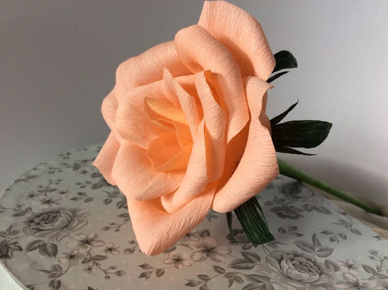 Single Stem Paper flower rose wand Large Crepe Paper Flower | Etsy