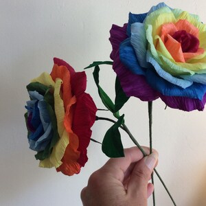 Rainbow Paper Roses- Handmade, Crepe Paper Roses- Party Decoration ...