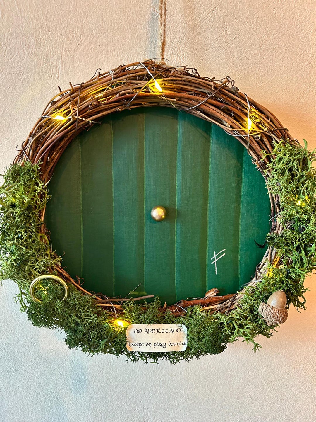 Handmade Large Hobbit Hole Wreath With Fairy Lights! Wall Decor, Lord ...