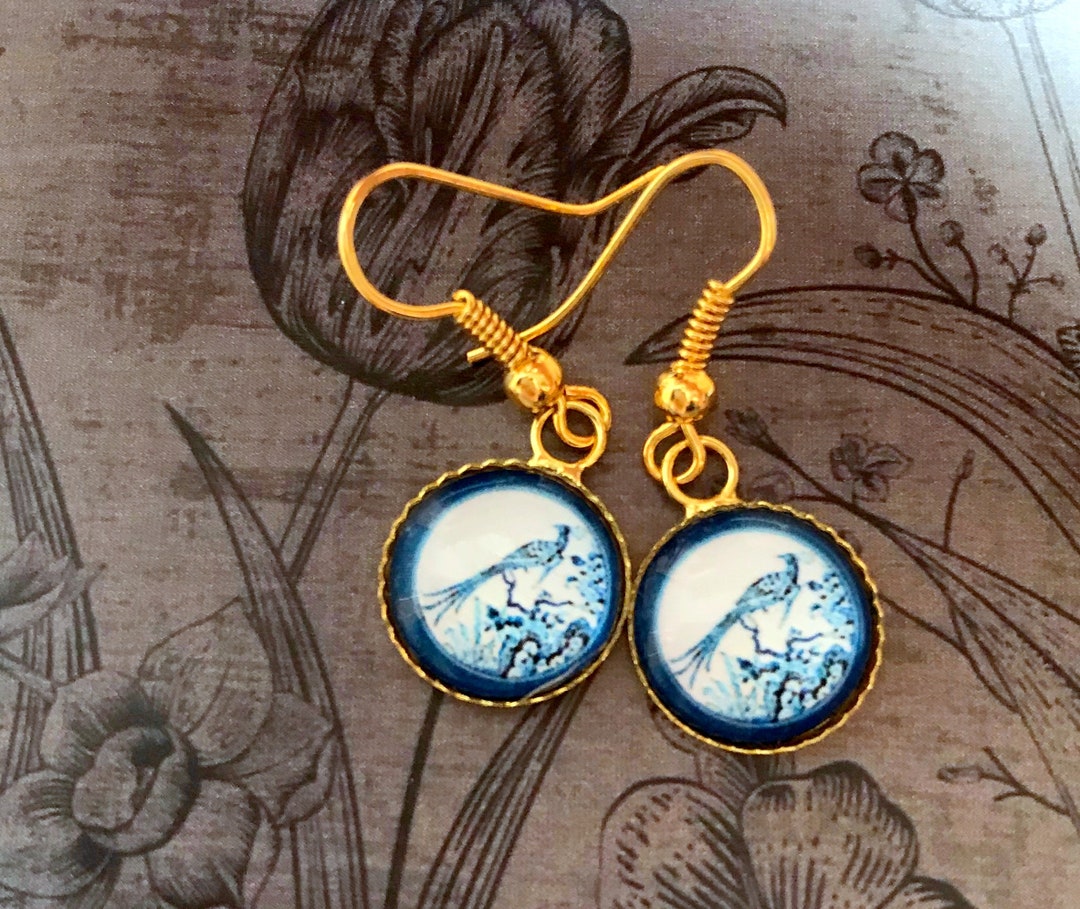 Delft Blue Earrings, Gold or Silver. Old Dutch. A Delft Blue Print ...