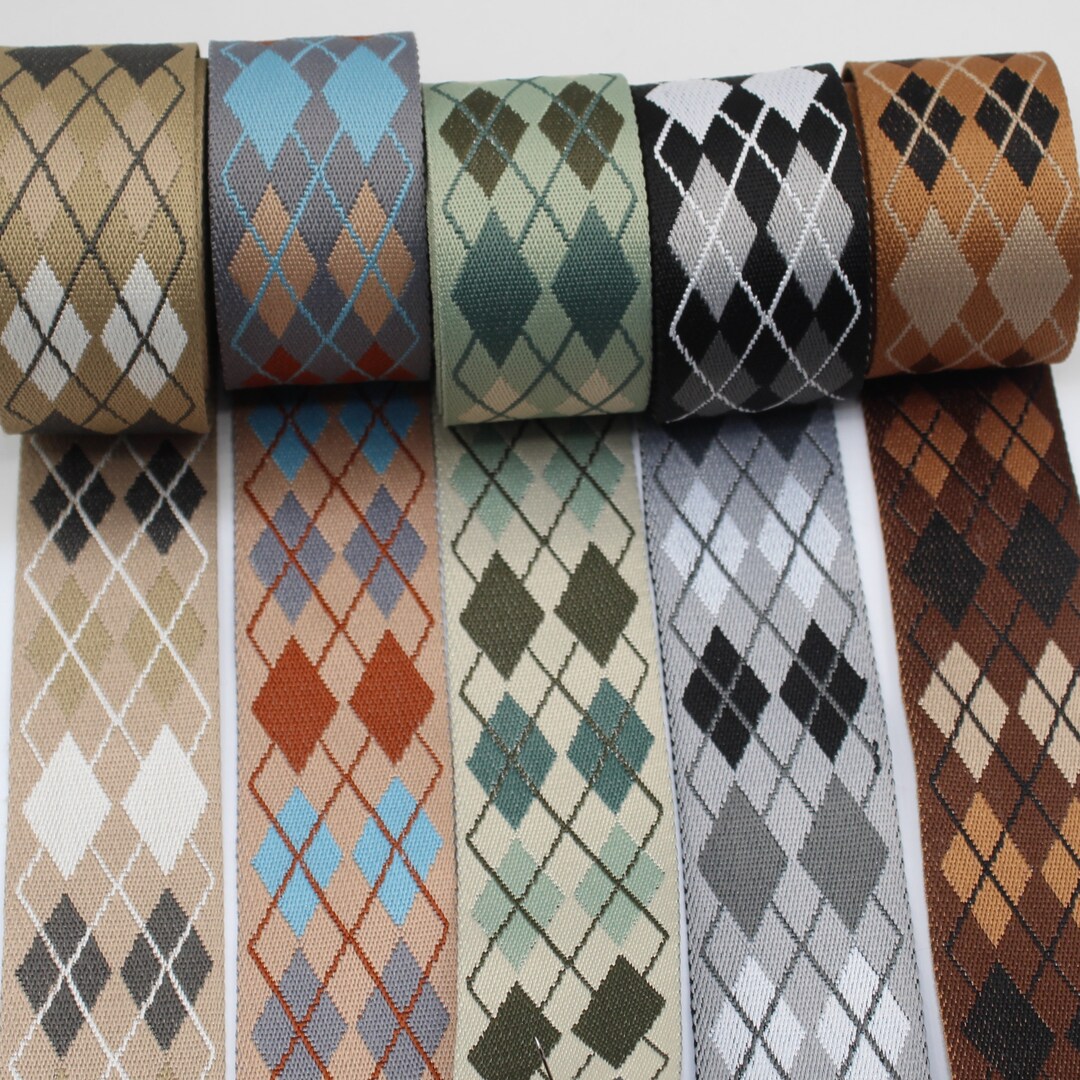 5 Meters of Diamond Webbing, Retro and Geometric Webbing, Bag Webbing ...