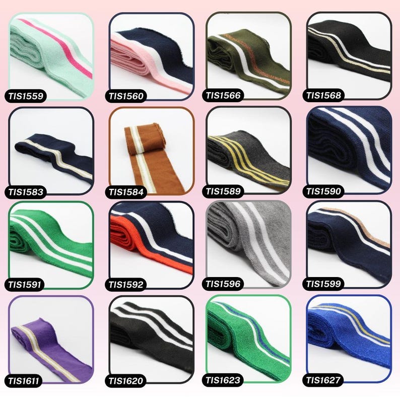 Set of 10 Stretch Rib Knit Cuffs 6x110cm | Ribbing for Sweatshirts ...