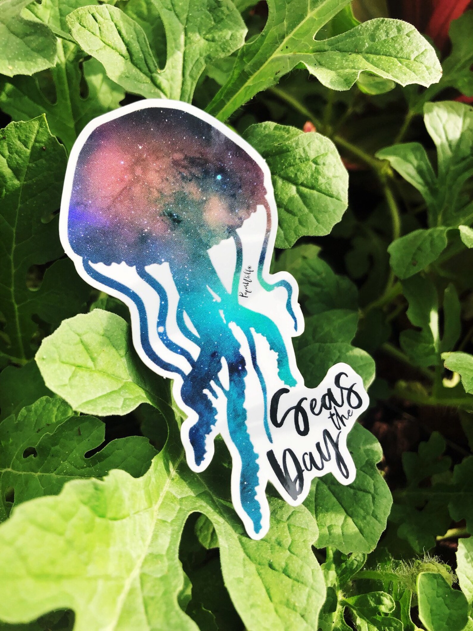 Holographic Galaxy Jellyfish Vinyl Sticker Seas the Day - Etsy