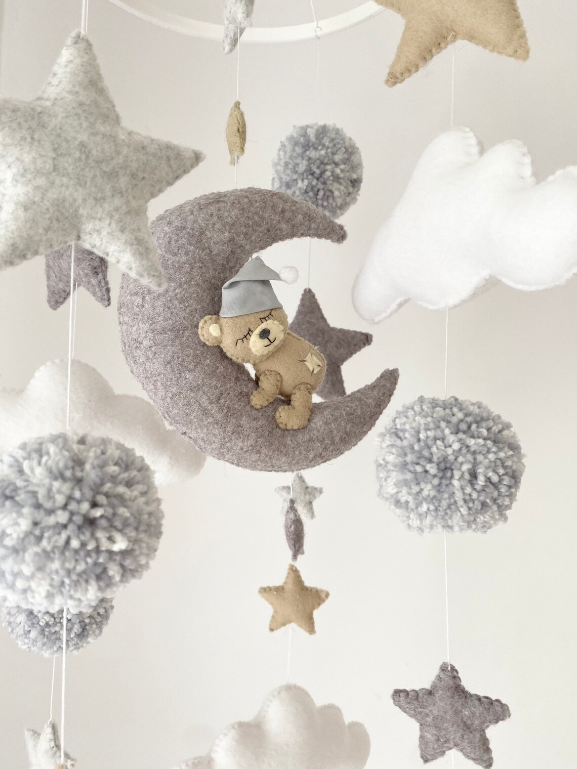 Neutral Teddy Baby Mobile Teddy Mobile Neutral Cot Mobile - Etsy