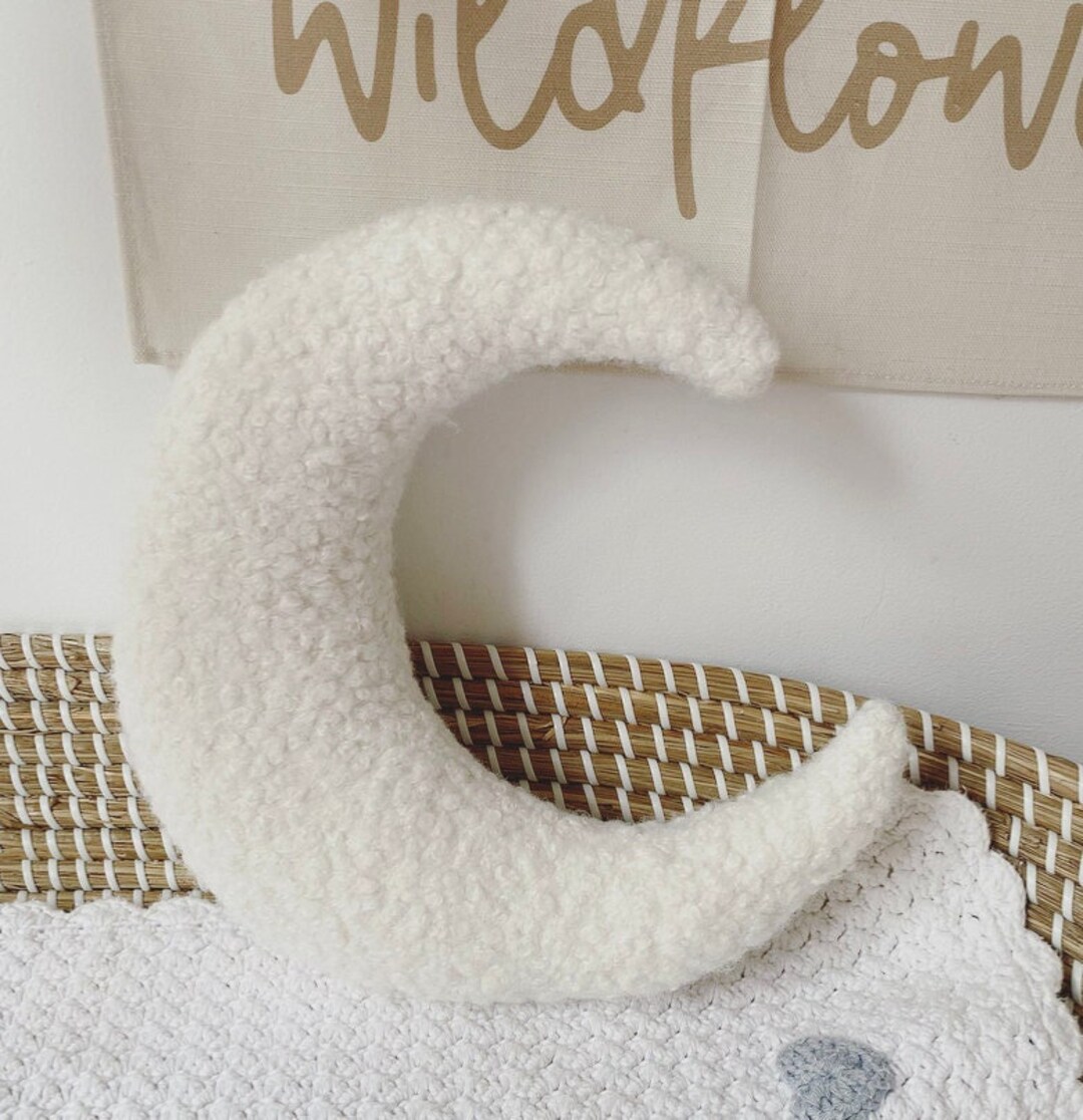 Boucle Moon Cushion, Neutral Nursery Decor, - Etsy