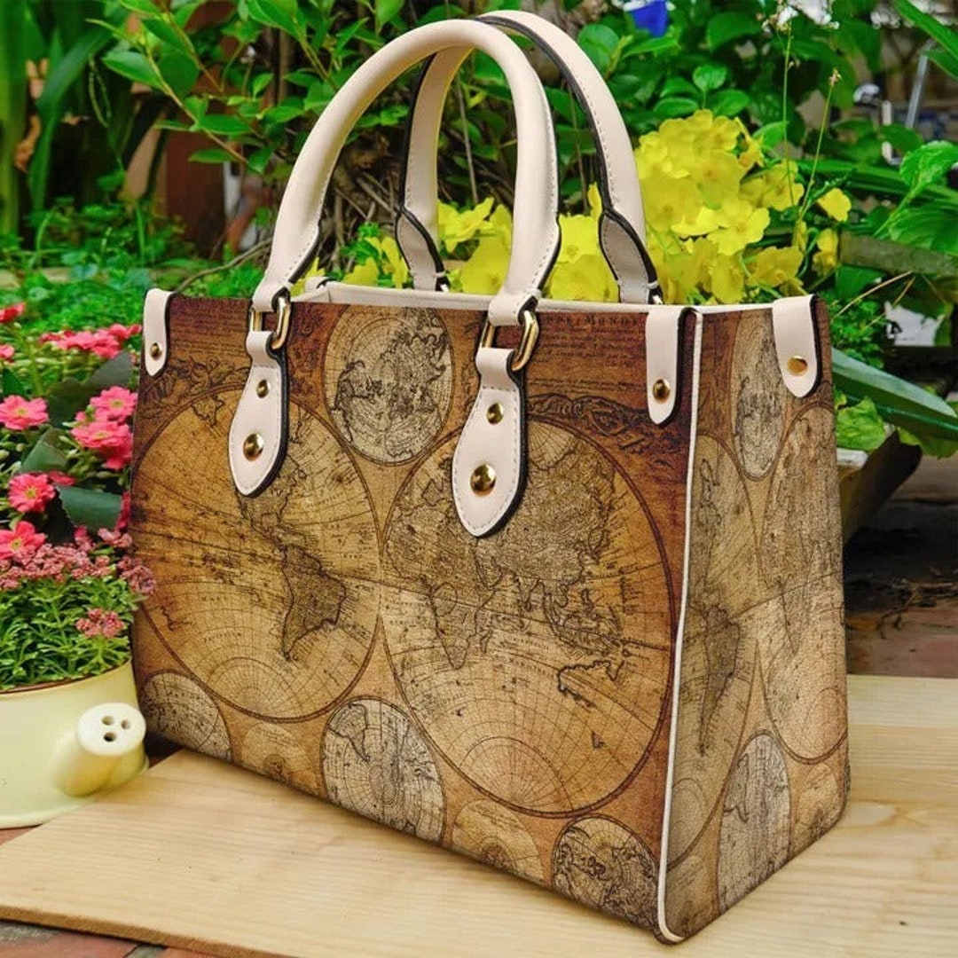 Custom Ancient World Map Vintage Purse Handbag,map Handbag,custom Map ...