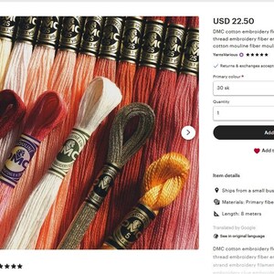 DMC Cotton Embroidery Floss 100% Cotton Embroidery Thread Embroidery ...