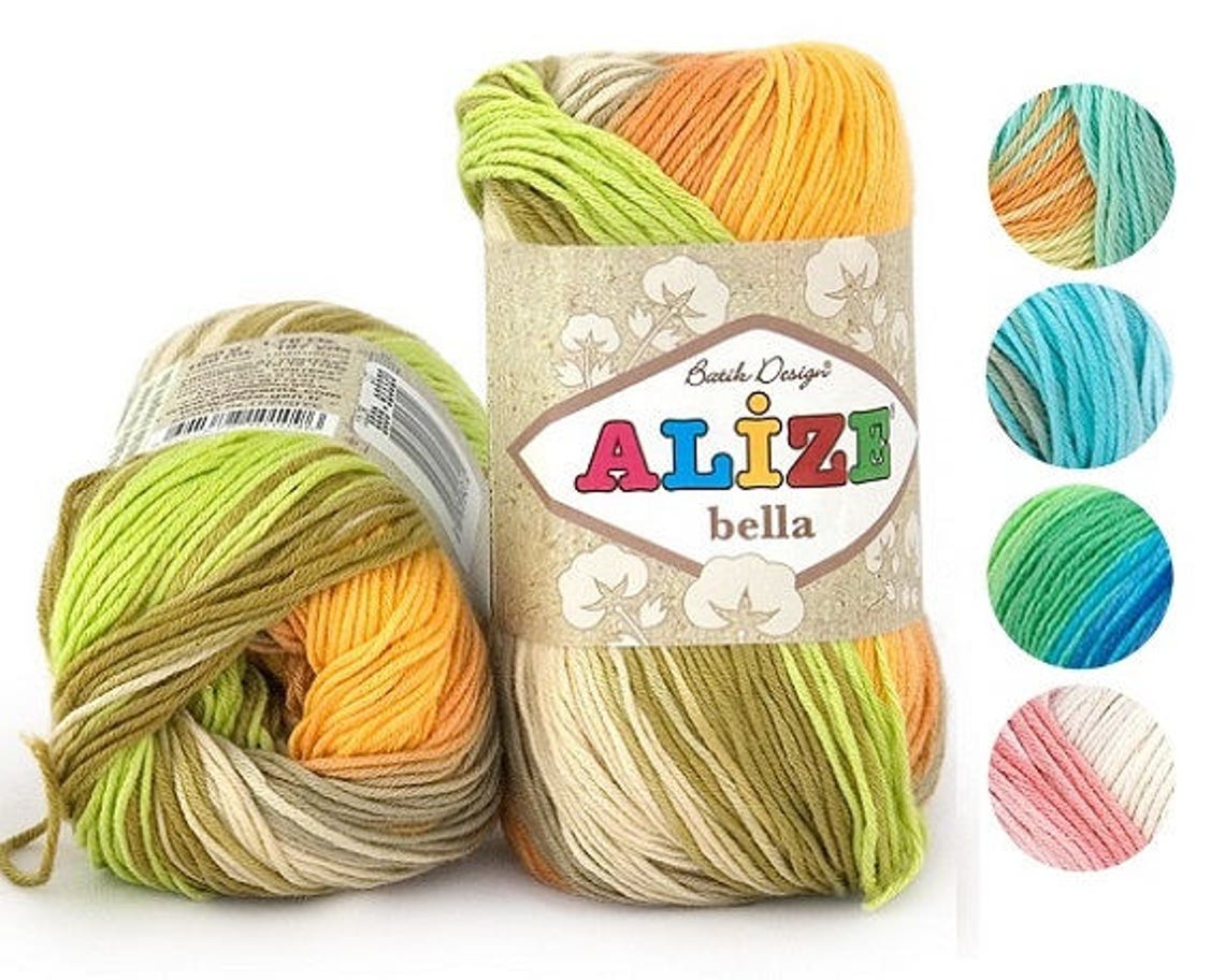 Yarn Alize Bella Batik Yarn 100% Cotton Yarn Cotton Thread Colorful ...