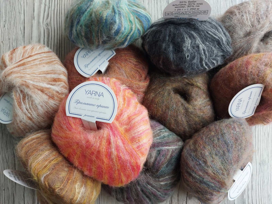 Yarn Brilliant Print Kid Mohair Yarn Batik Mohair Multicolor Melange ...
