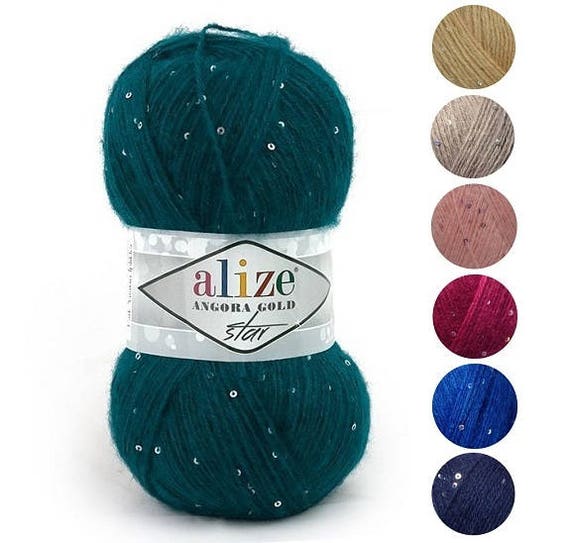 Yarn Alize Angora Gold Star payette yarn sequins yarn payette | Etsy
