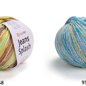 Yarn Yarnart Jeans Splash Cotton Yarn Print Cotton Yarn Amigurumi Yarn ...