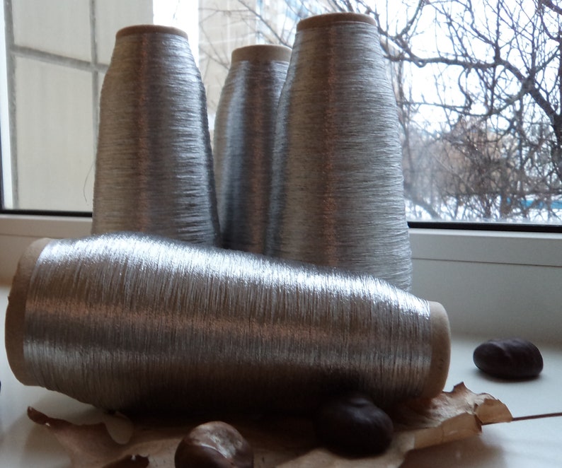 Silver Metallic Yarn Silver Metallized Yarn 100 G Glitter Yarn - Etsy