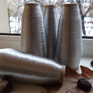 Silver Metallic Yarn Silver Metallized Yarn 100 G Glitter Yarn Lurex ...