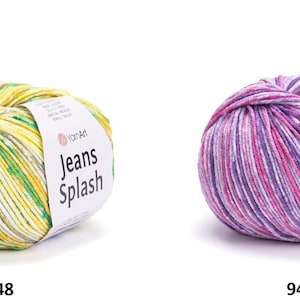 Yarn Yarnart Jeans Splash Cotton Yarn Print Cotton Yarn Amigurumi Yarn ...