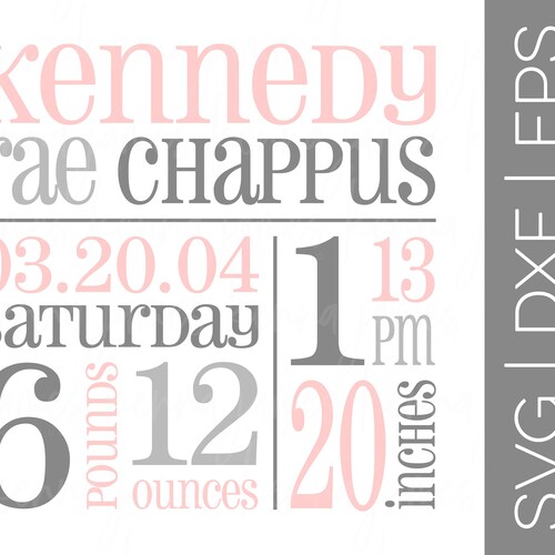 SVG Birth Stats Template Svg Birth Announcement Svg Baby Stats - Etsy
