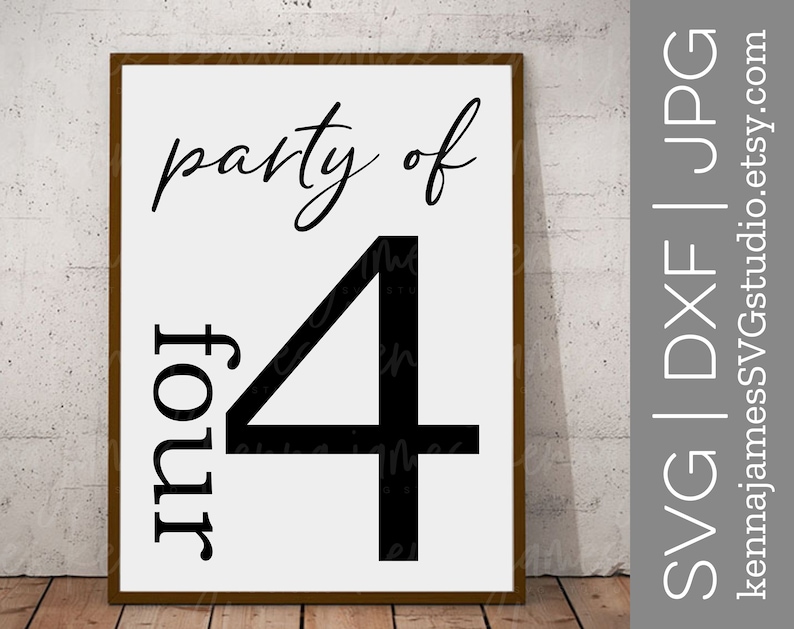Party of Svg | Party of 4 Svg | Party of Four Svg | Family Number Sign ...