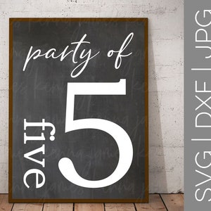 Party of Svg | Party of 5 Svg | Party of Five Svg | Family Number Sign ...
