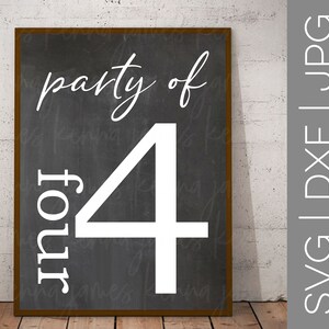 Party of Svg | Party of 4 Svg | Party of Four Svg | Family Number Sign ...