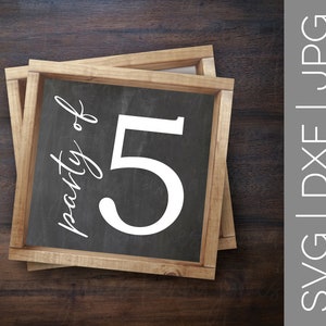 Party of Svg | Party of 5 Svg | Party of Five Svg | Family Number Sign ...