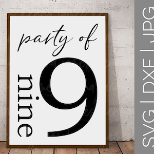Party of Svg | Party of 9 Svg | Party of Nine Svg | Family Number Sign ...