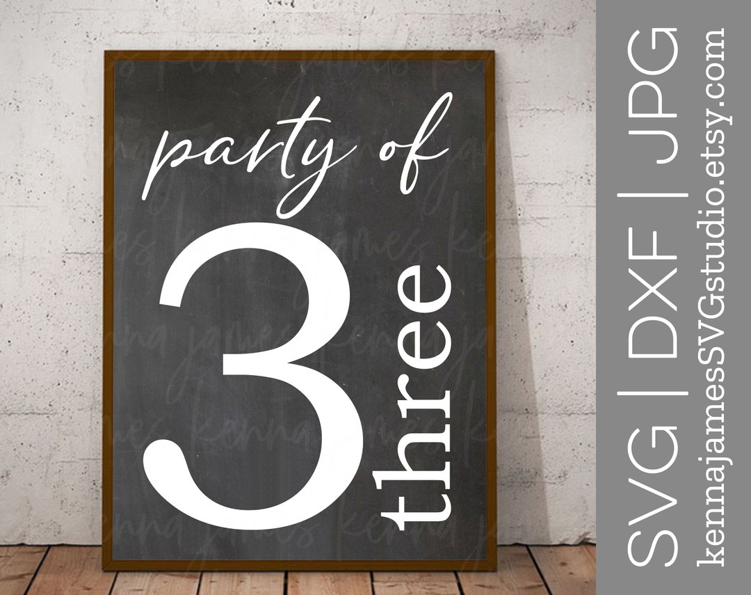 Party of Svg | Party of 3 Svg | Party of Three Svg | Family Number Sign ...