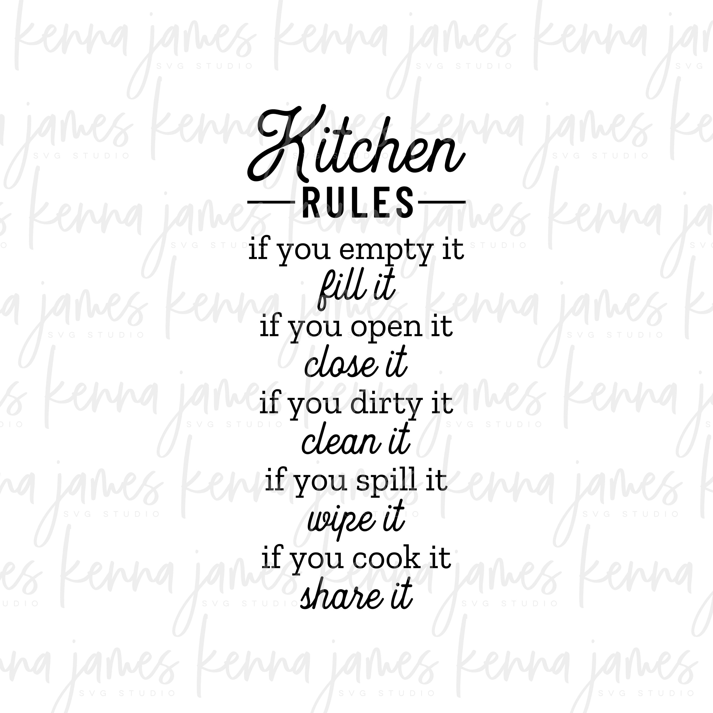 Kitchen Rules Svg | Mom's Rules Svg | Kitchen Svg | Farmhouse Svg ...