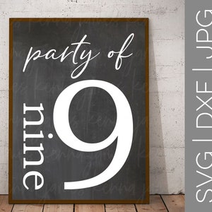 Party of Svg | Party of 9 Svg | Party of Nine Svg | Family Number Sign ...