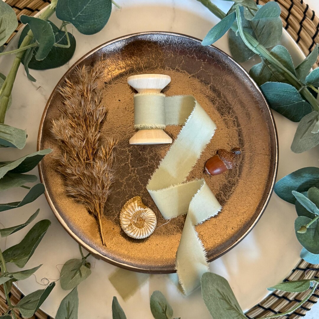 Muted Sage Organic Bamboo Silk Ribbons, Vegan Green Ribbon, Naturally ...