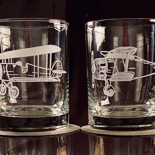 Four Whimsical Aviation Pint Glasses Airplane Glass Gift for | Etsy