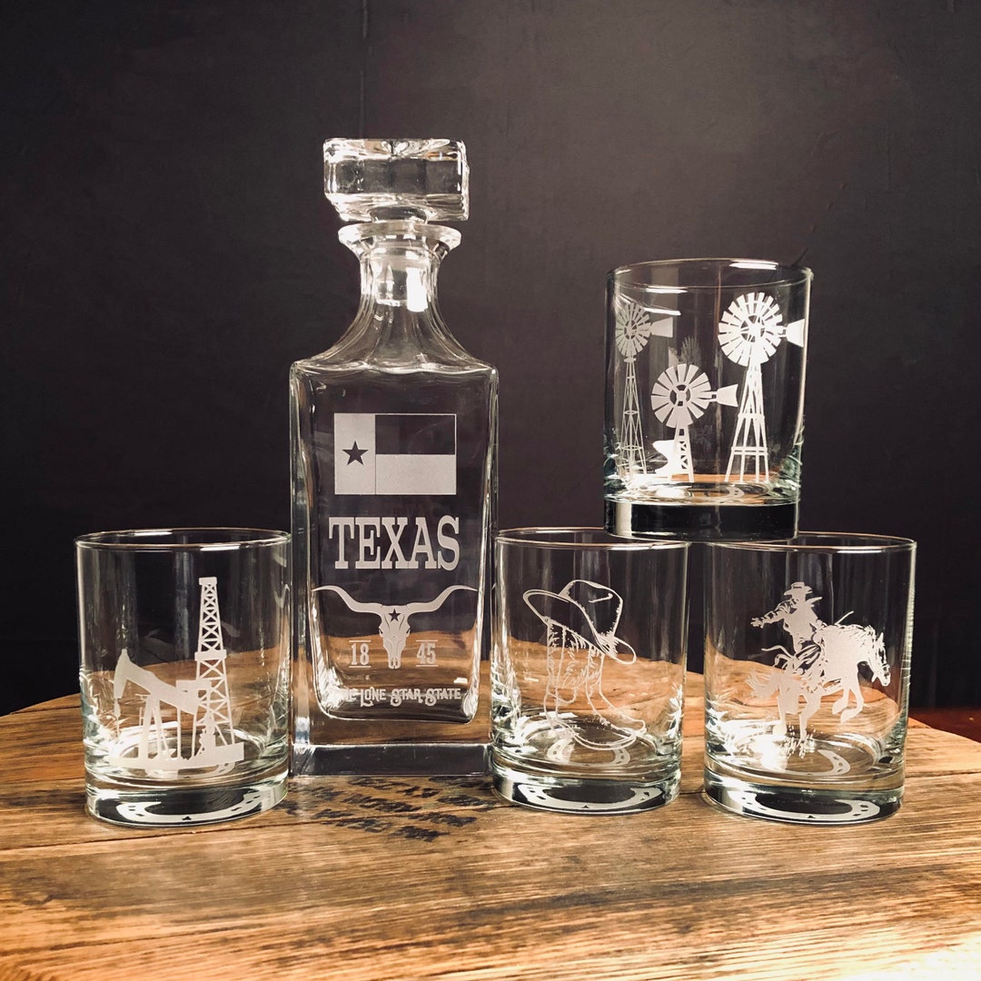 Texas Whiskey Decanter Set, Gift for Texan, Texas Housewarming Gift ...