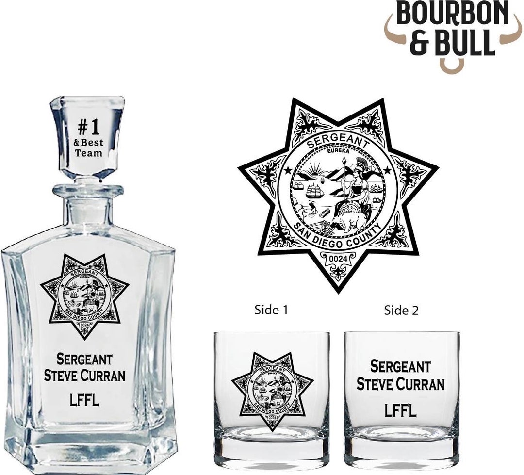 San Diego County Sheriffs Department Whiskey Decanter Gift Set, SD ...