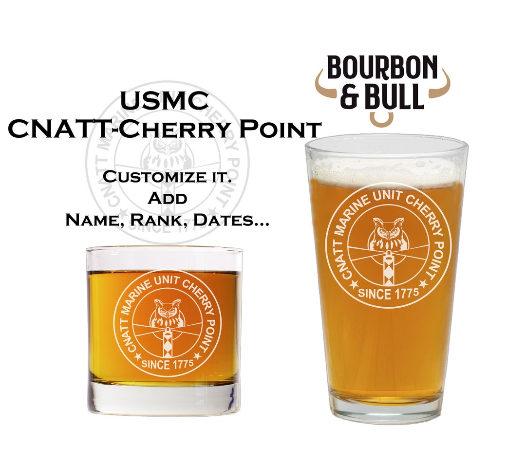 USMC - CNATT Cherry Point Whiskey or Beer Glass Set - Personalized ...