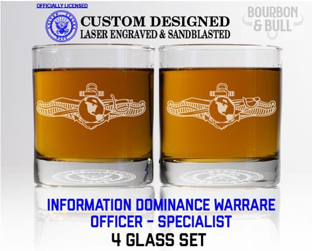 Personalized Information Dominance Warfare (EIDWS) Whiskey Glass Set ...