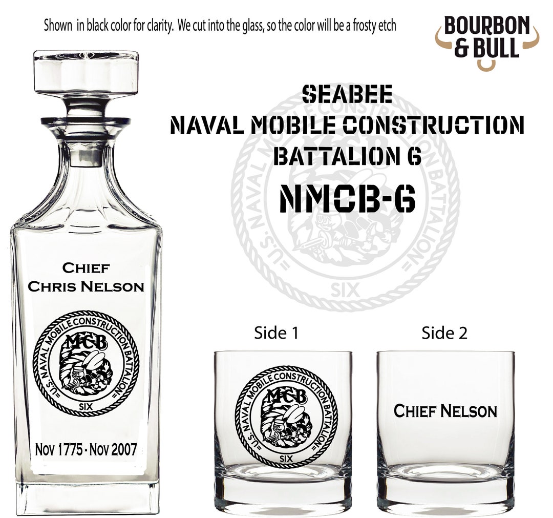 Seabees NMCB 6 Personalized US Navy Gift for Him, Engraved Glass for ...