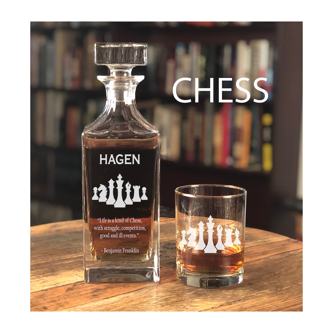 Chess Themed Whiskey Decanter Set, Gift for Chess Lover, Personalized ...