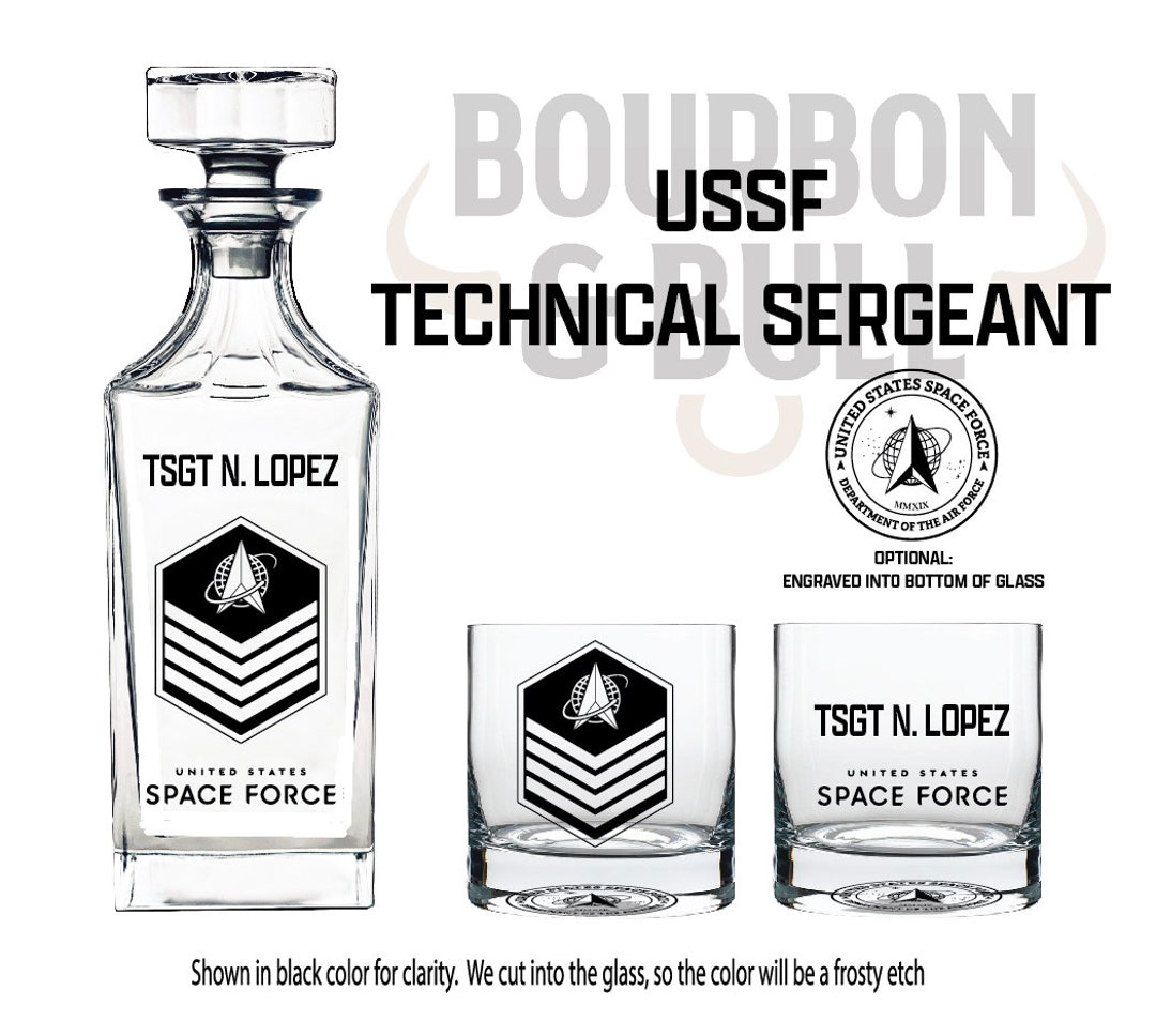 Personalized Space Force Sergeant Whiskey Decanter Set, USSF Retirement ...