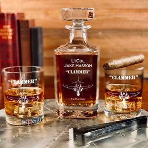 Personalized F-4 Phantom Whiskey Decanter Set, Engraved Military ...