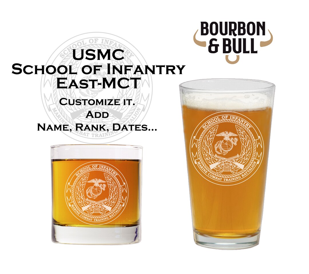 USMC SOI East MCT Whiskey or Beer Glass Set Personalized Military Gift ...
