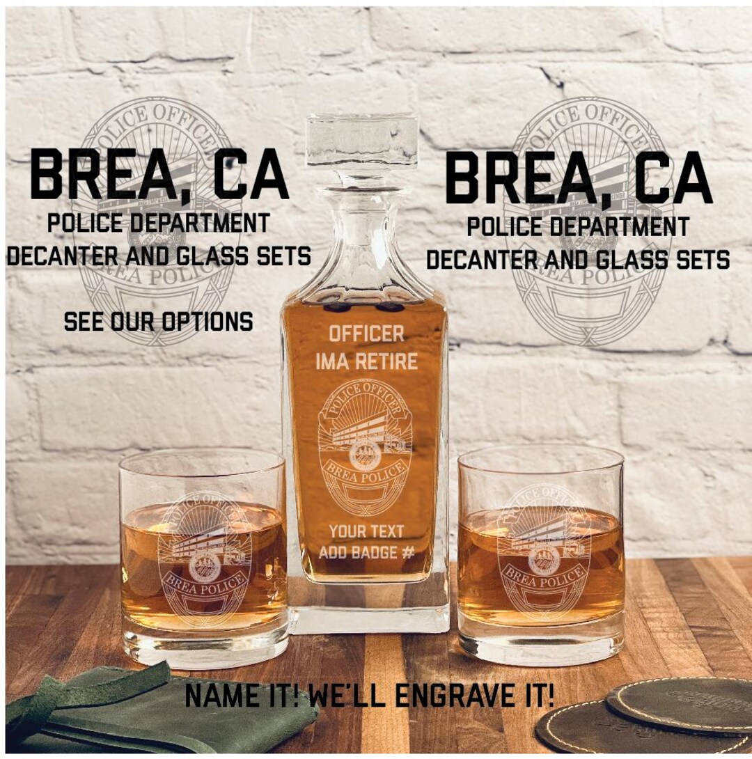 Personalized Brea Police Badge Whiskey Decanter Set – Retirement Gift ...