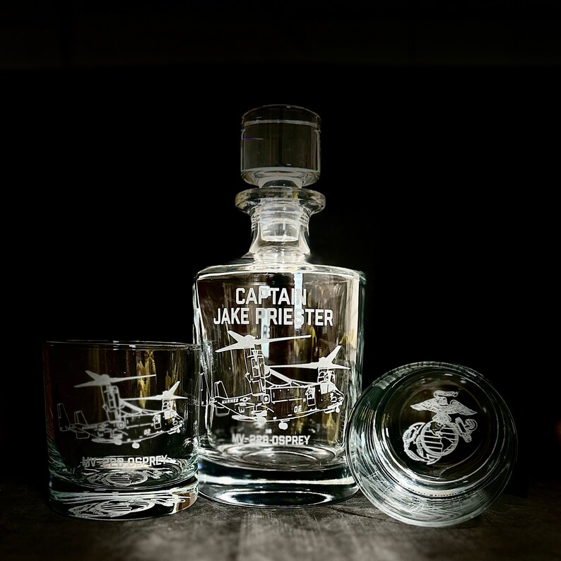 USMC Whiskey Glasses – Set of 2, Eagle Globe and Anchor Bottom ...