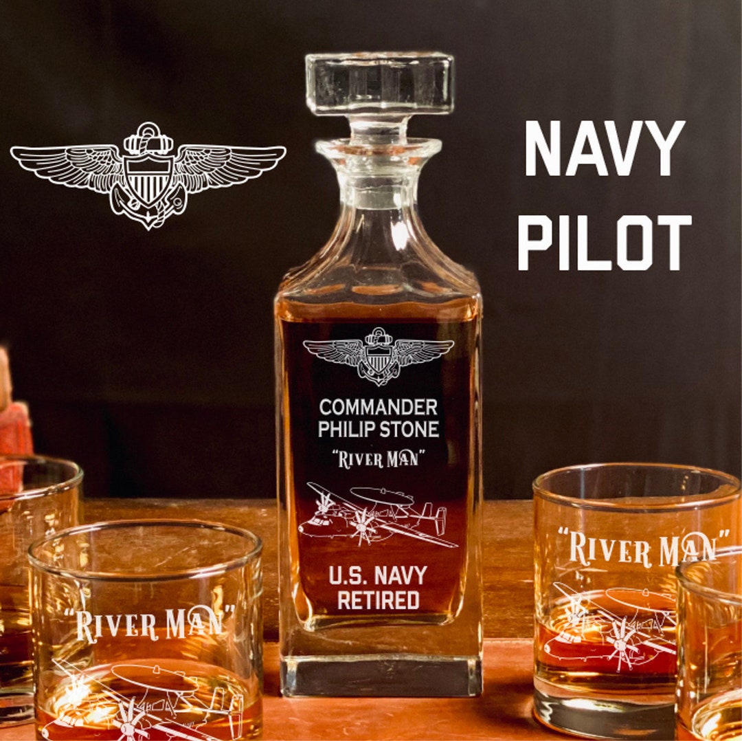 US Navy Pilot Whiskey Decanter Set, Naval Pilot, Pilot Gift, Military ...