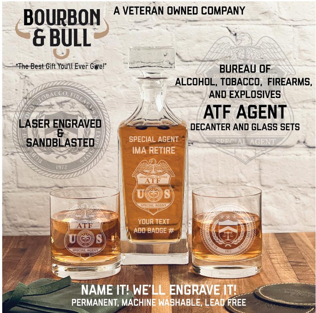 ATF Agent Badge Whiskey Decanter Gift Set - Personalized Gifts for Law ...