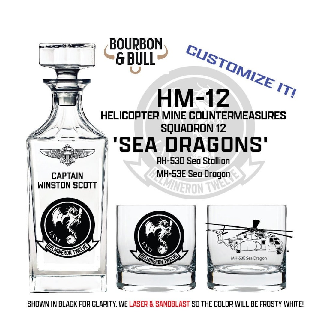 Navy HM-12 Sea Dragons Whiskey Decanter Set, Squadron Gift, Airwing ...