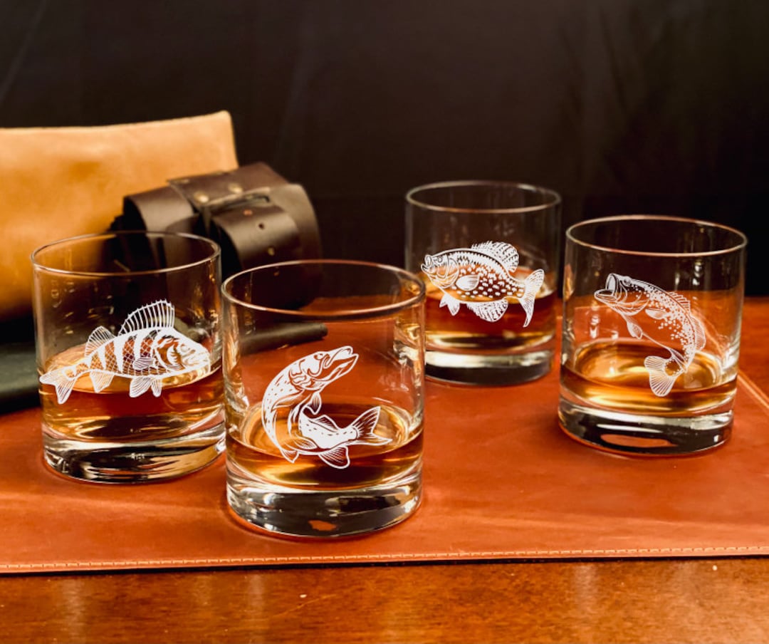 Engraved Gamefish Whiskey Glass Set, Fisherman Gift, Personalized - Etsy