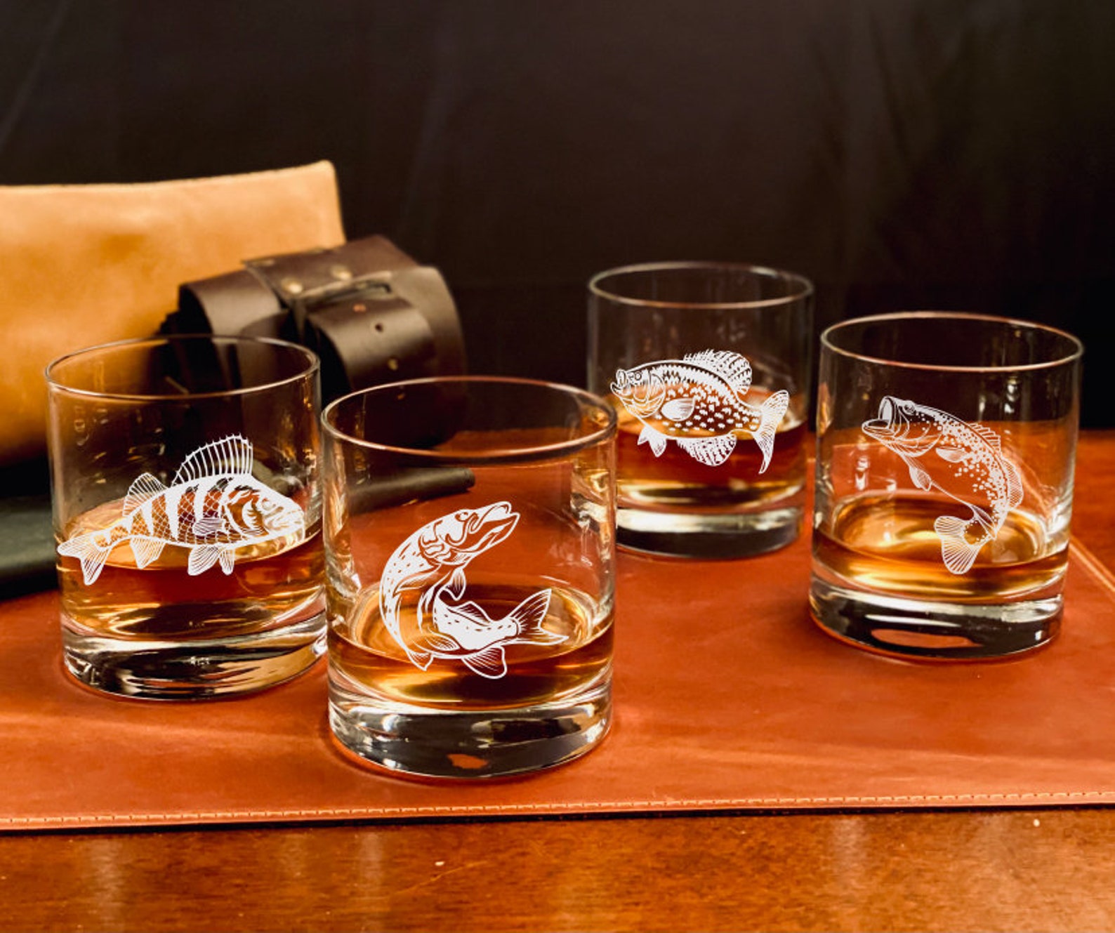 Gamefish Whiskey Glass Set, Gift for Fisherman, Fishing Themed Gift ...