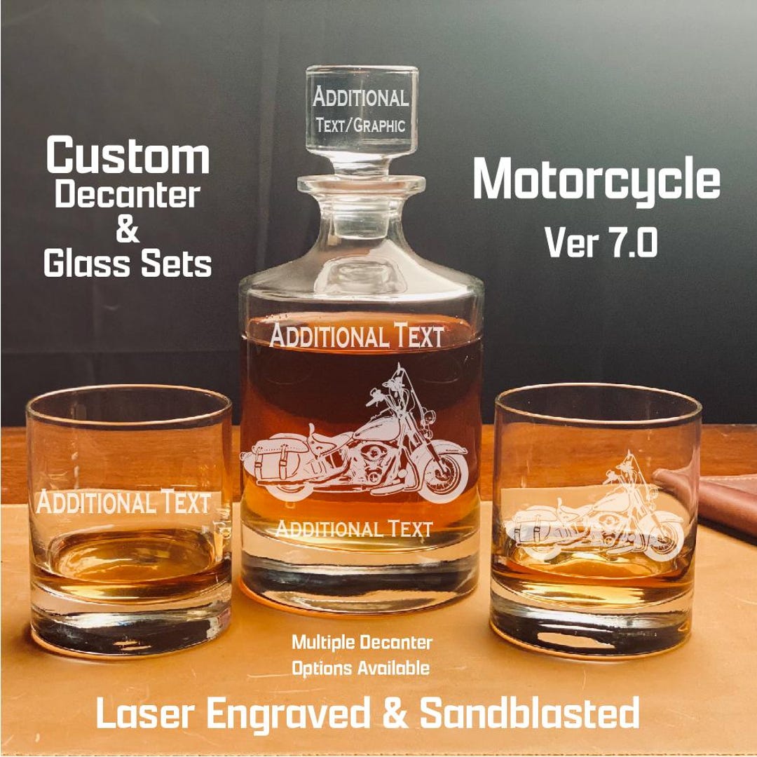 Personalized Motorcycle Whiskey Decanter Set - Ver 7.0 - Motorcycle ...