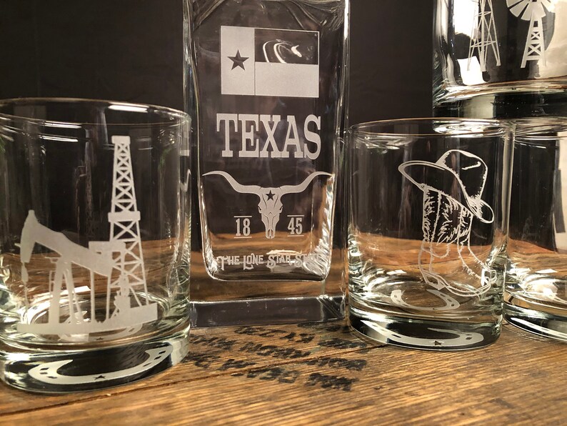 Texas Whiskey Decanter Set Gift for Texan Texas Housewarming | Etsy