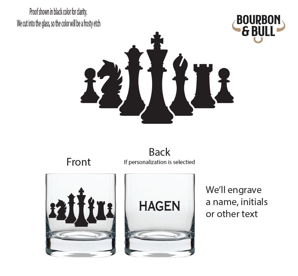 Set of 4 Checkmate Chess Themed Whiskey Glasses Chess Gift - Etsy