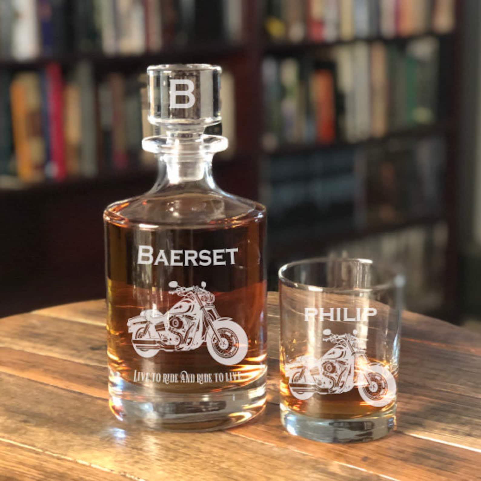 Personalized Motorcycle Whiskey Decanter Set - Ver 7.0 - Motorcycle ...
